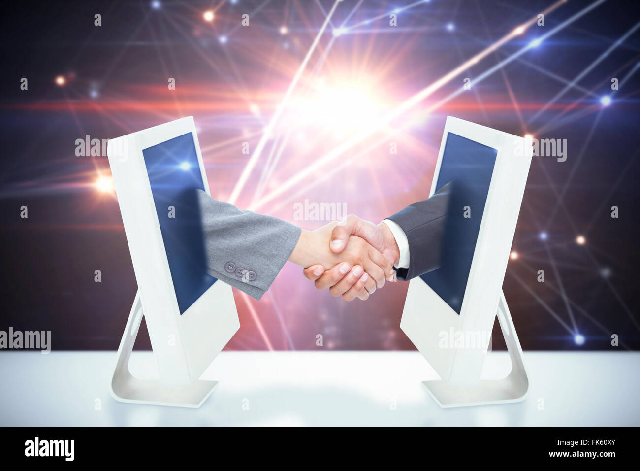 Composite image of handshake between two business people Stock Photo ...