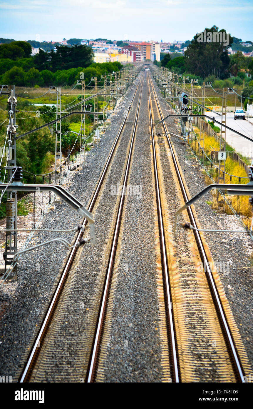 Railway track. Catalonia, Spain Stock Photo - Alamy