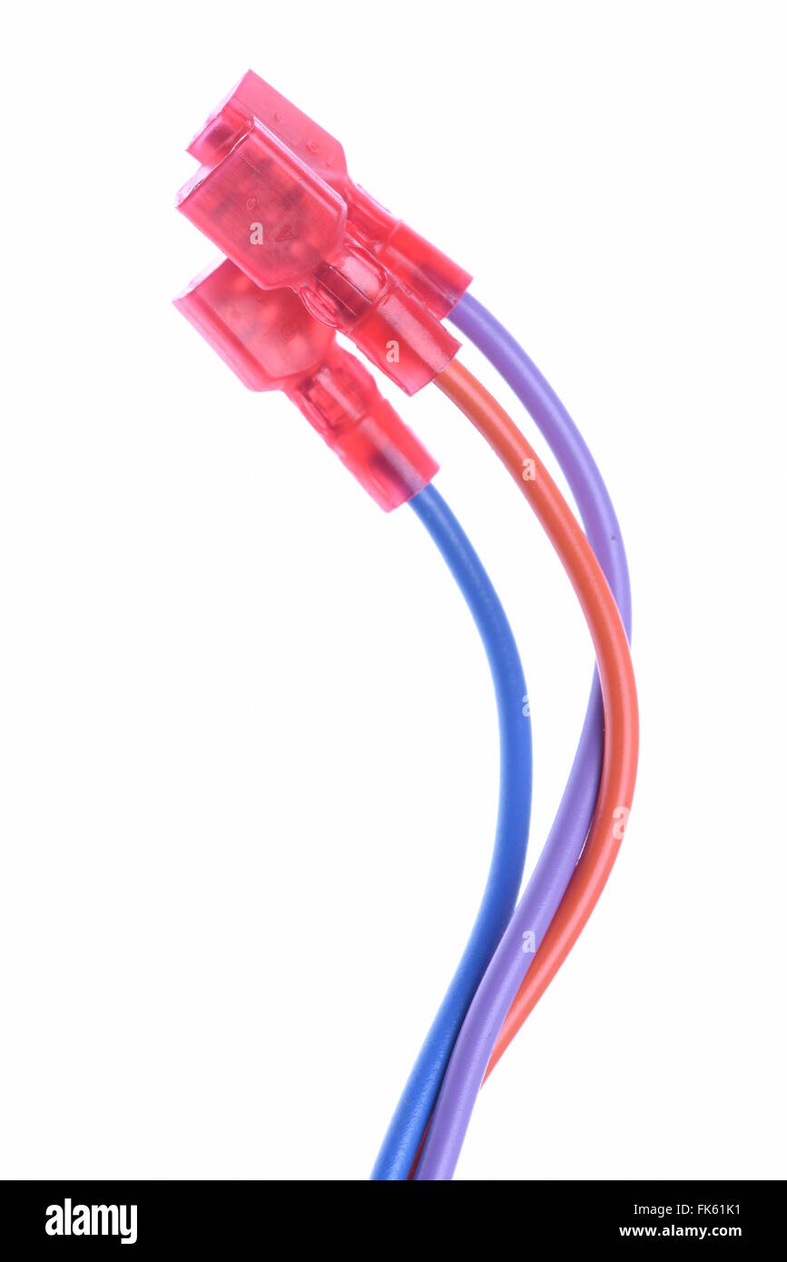 Electrical connection wires on white background Stock Photo - Alamy