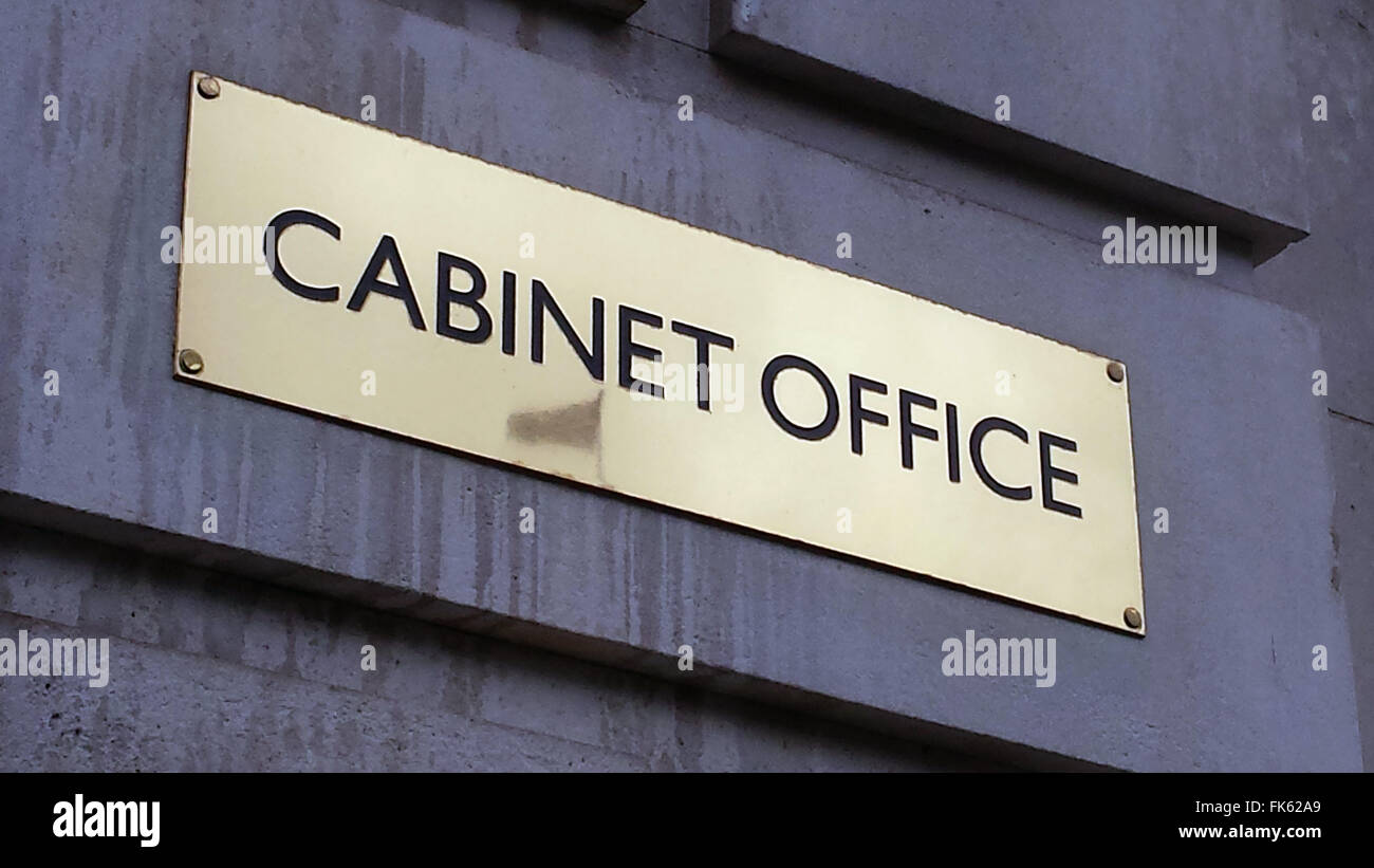 Cabinet Office Sign outside Cabinet Office in Whitehall, London, UK ...