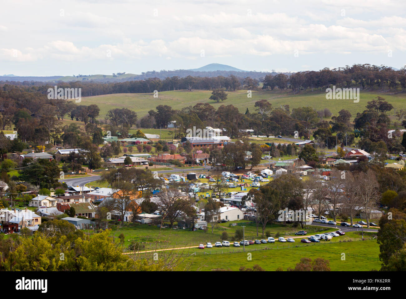 The town of Guildford in the Victorian goldfields region of Victoria ...