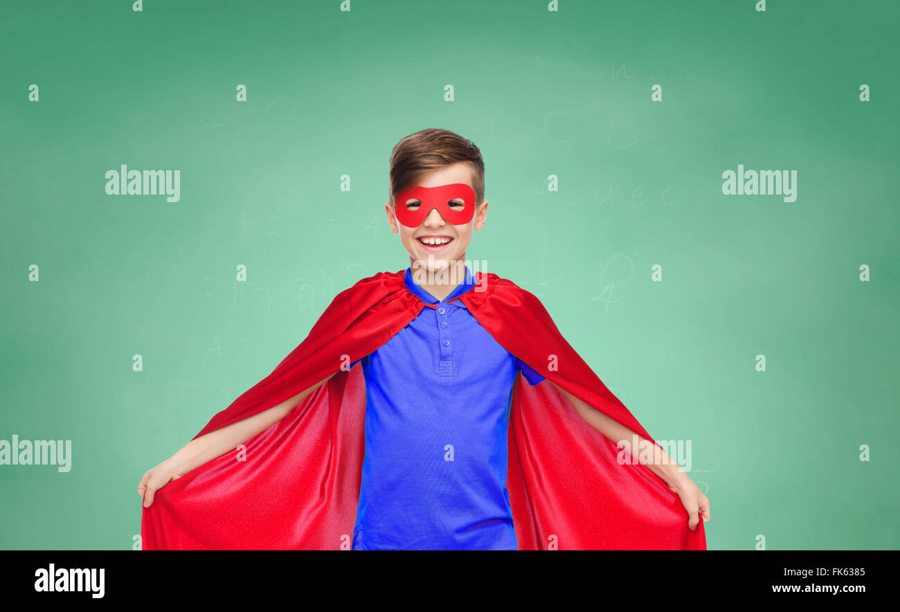 boy in red super hero cape and mask Stock Photo - Alamy