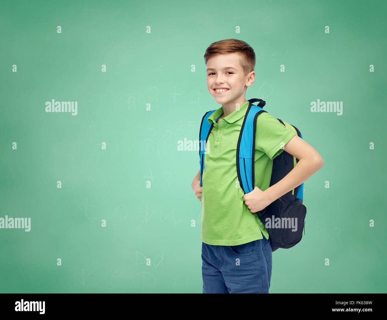 happy student boy with school bag Stock Photo - Alamy