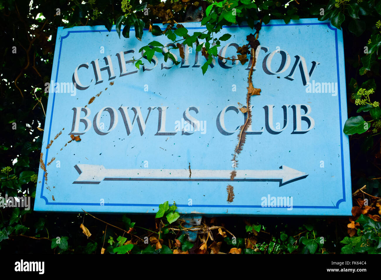 Chessington bowls club sign, London Stock Photo - Alamy