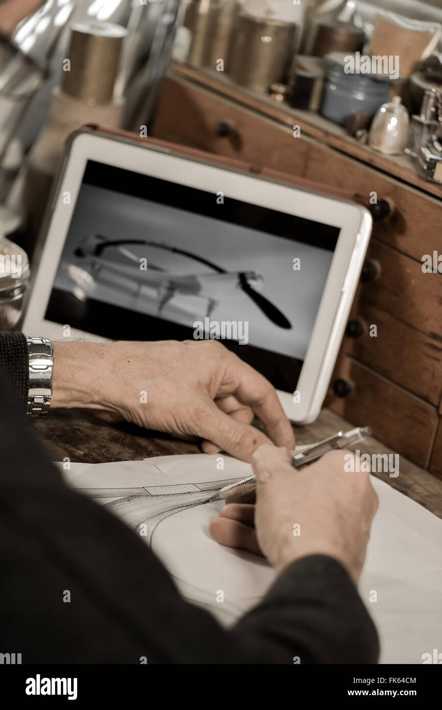 Master goldsmith working with silver-Creative drawing of a silver ...