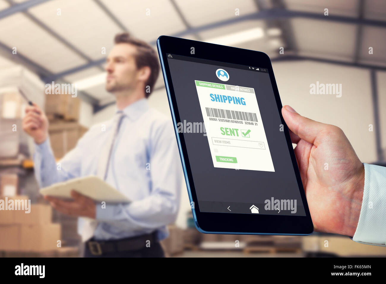Man tablet checking order hi-res stock photography and images - Alamy