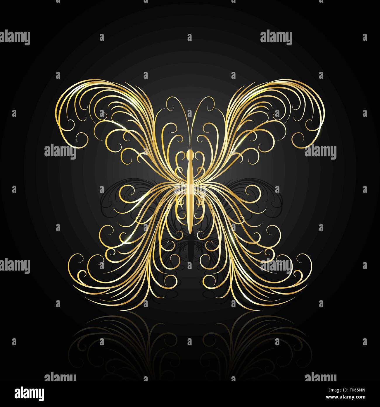 Gold swirl pattern in shape of a butterfly Stock Vector Image & Art - Alamy