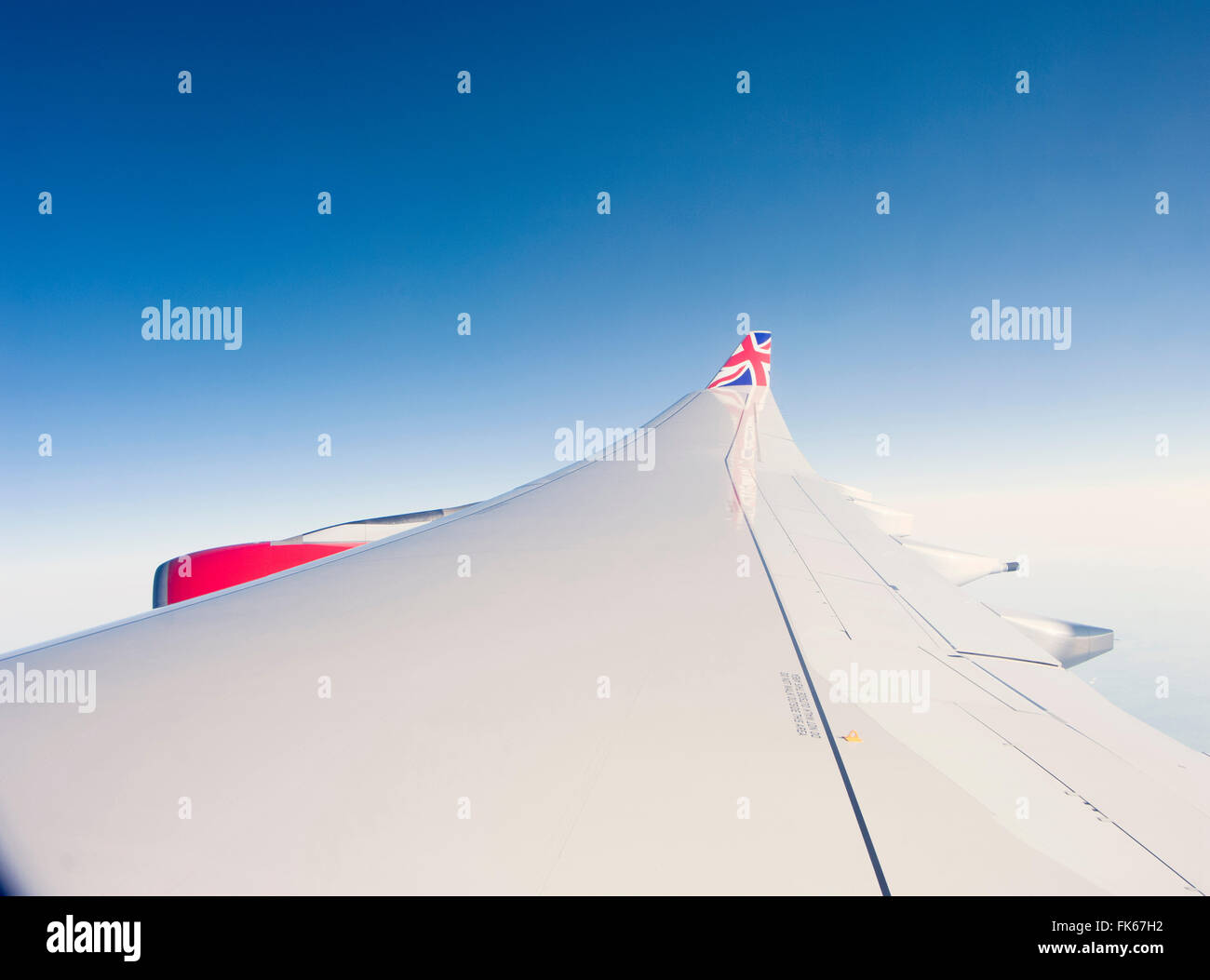 Airline wing tips with UK Union flag livery, United Kingdom, Europe ...