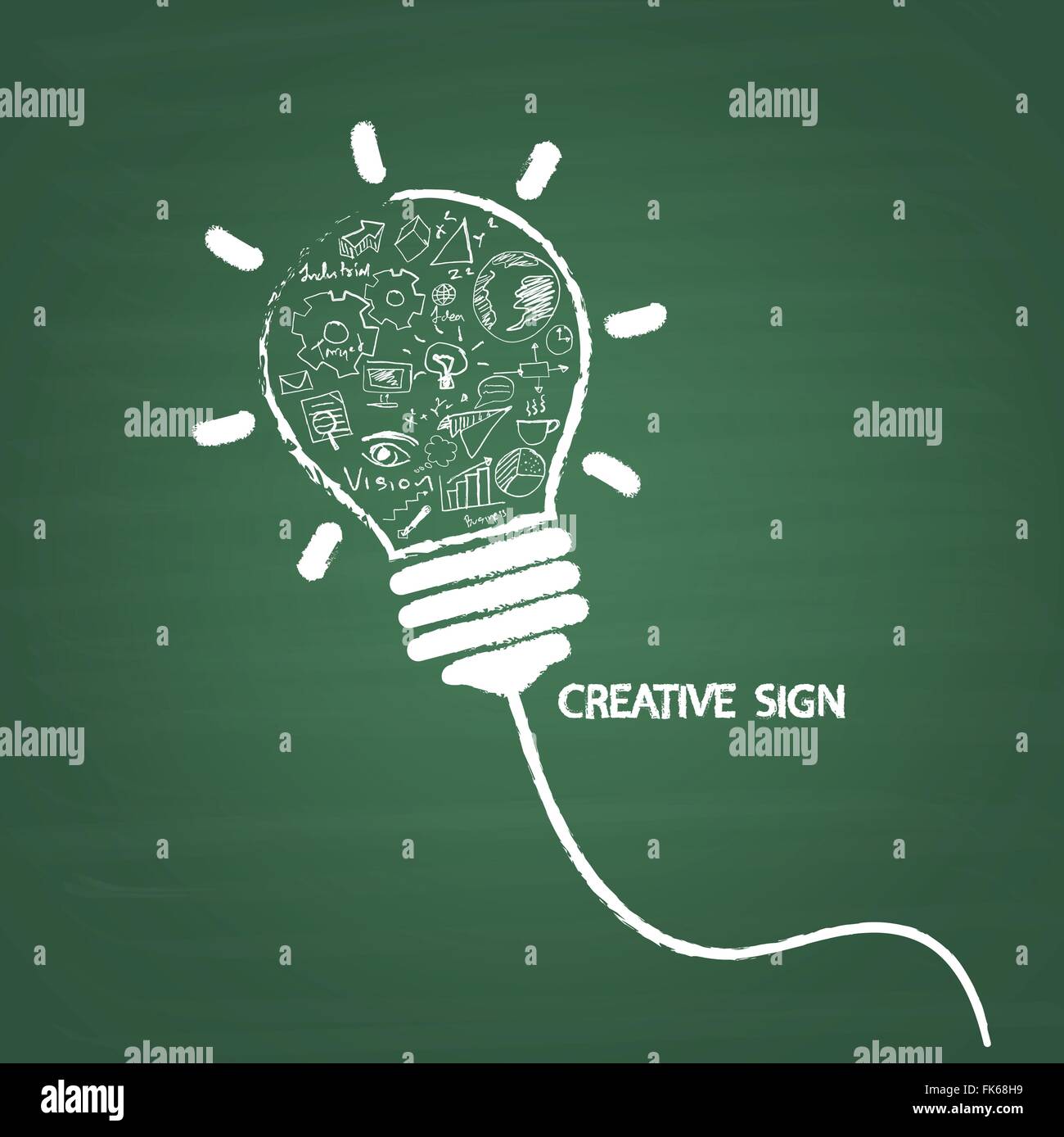 Creative light bulb handwriting style on blackboard with business idea ...