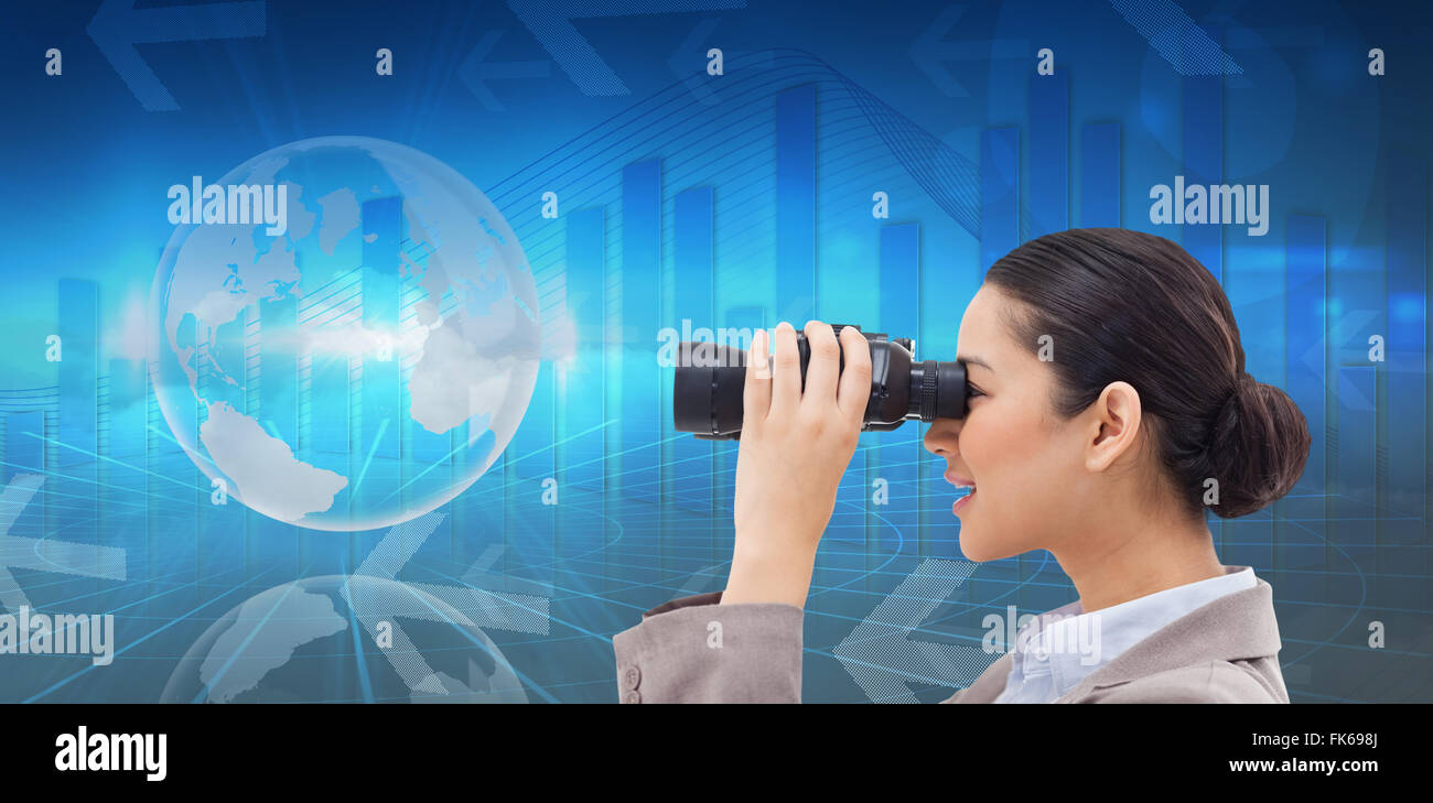 Composite image of side view of a businesswoman looking through ...