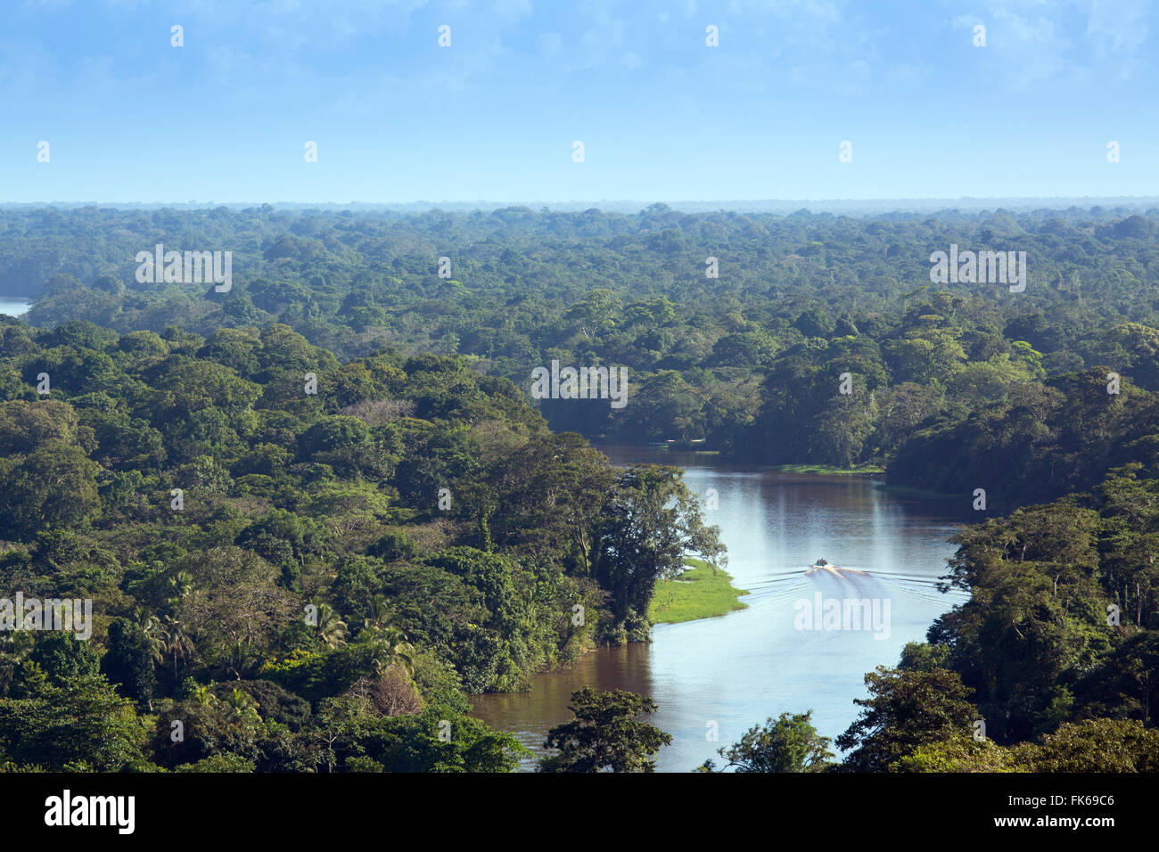 View of rainforest and rivers in Tortuguero National Park, Limon, Costa ...