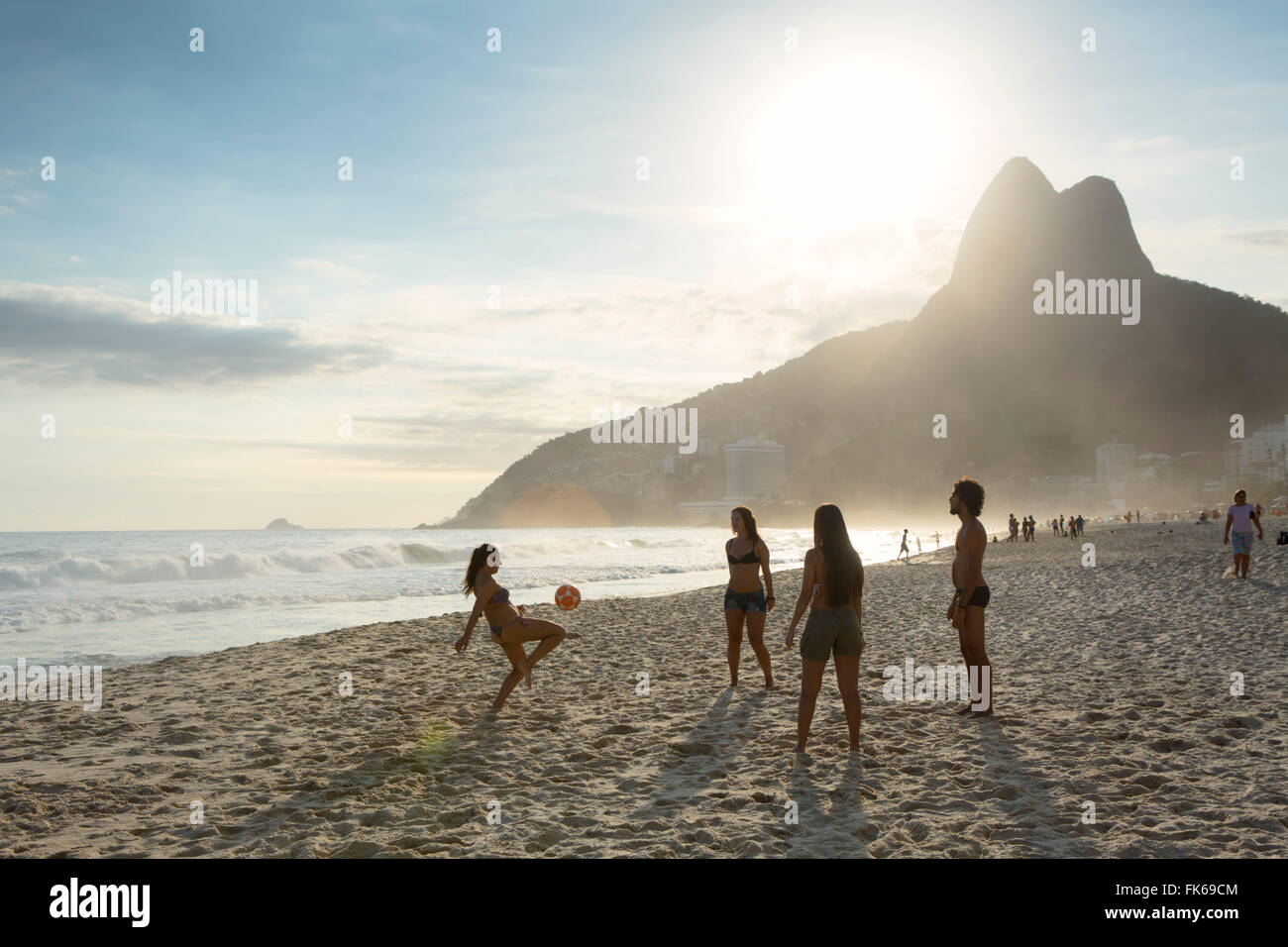 People playing altinha (football) on Ipanema beach, Rio de Janeiro ...