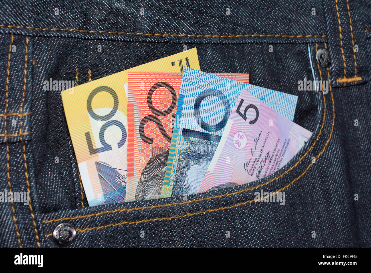 Pocket Money Loose Change Australian Currency Banknotes Concept Stock ...