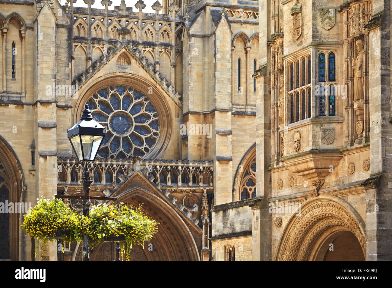 A close-up of the facade of Bristol Cathedral, Bristol, England, United ...
