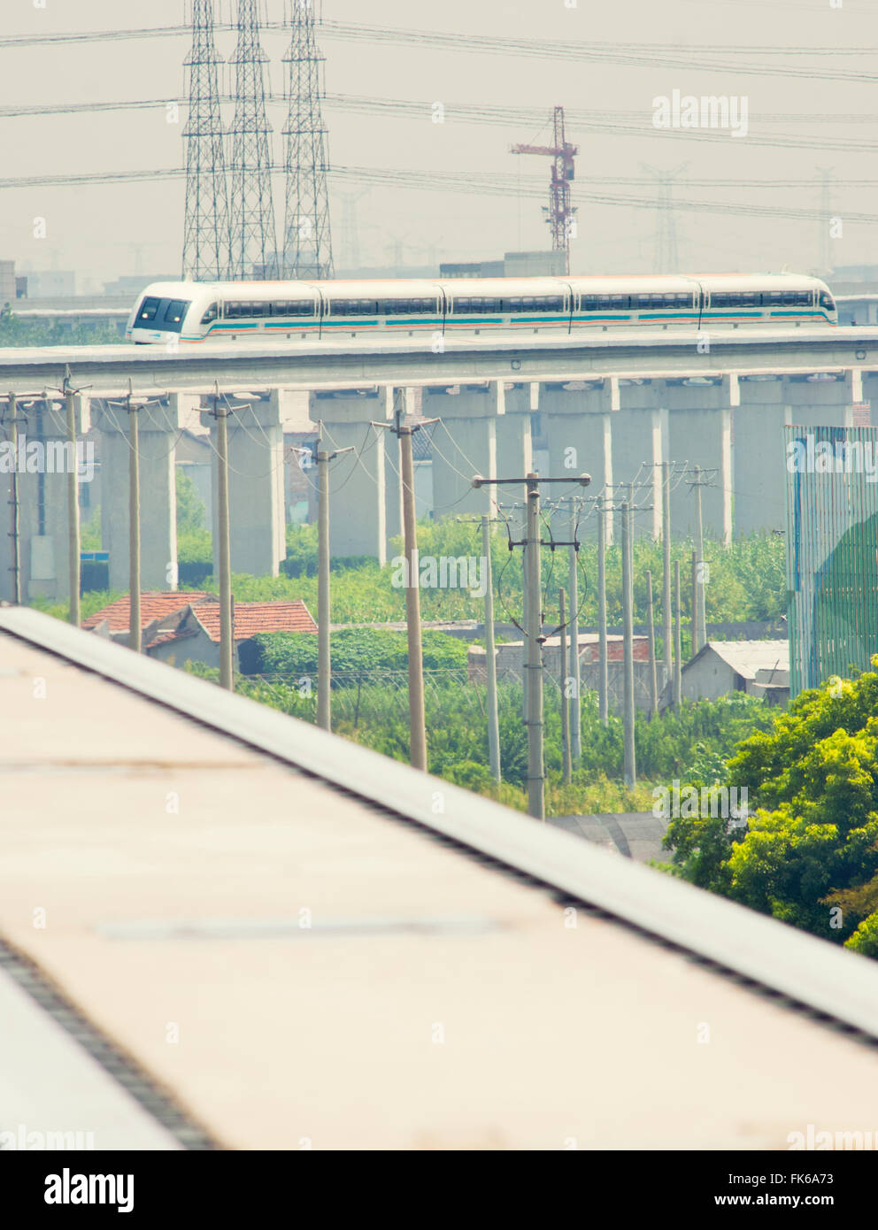 The Maglev train shuttle arriving at Shanghai airport, Shanghai, China ...