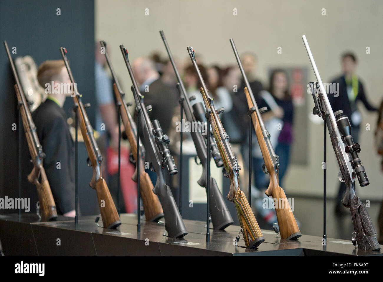 Nuremberg, Germany. 05th Mar, 2016. Rifles from German arms ...
