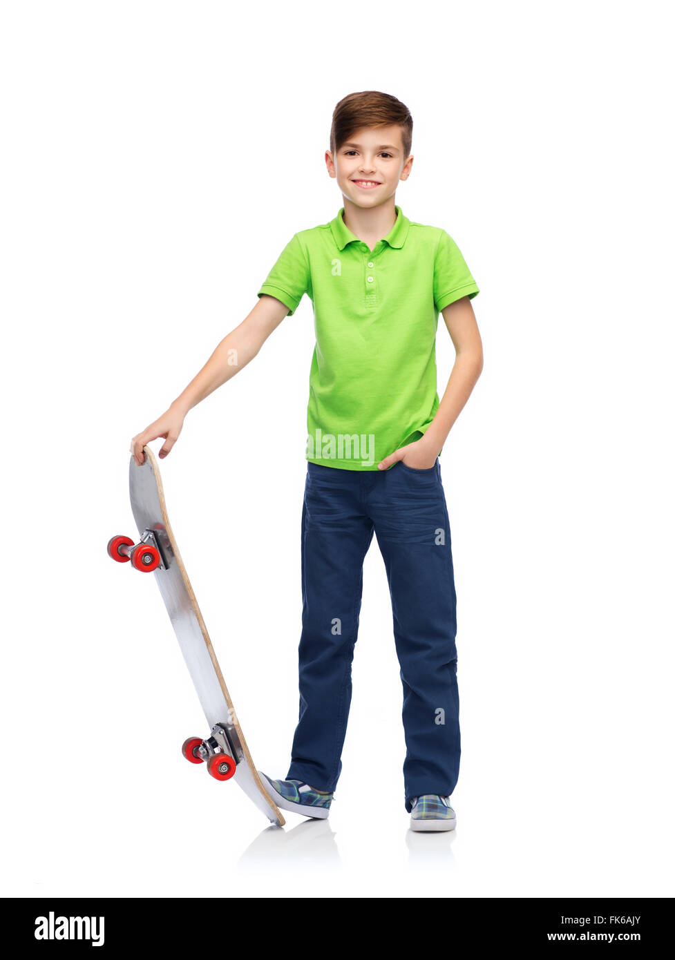 happy boy with skateboard Stock Photo - Alamy