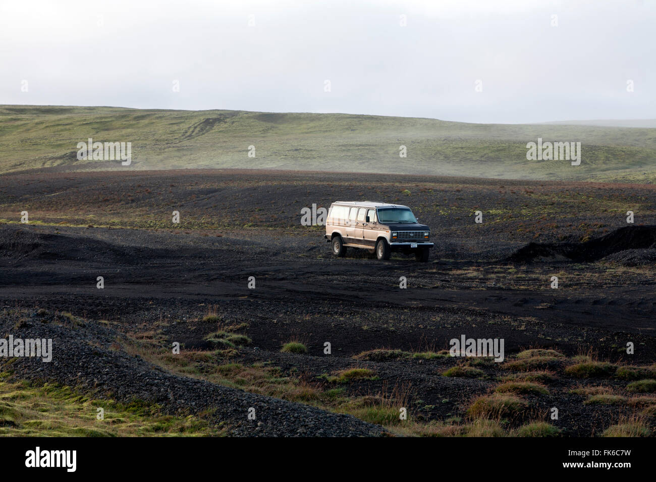Landscape in Iceland, minivan parked at dusk Stock Photo - Alamy
