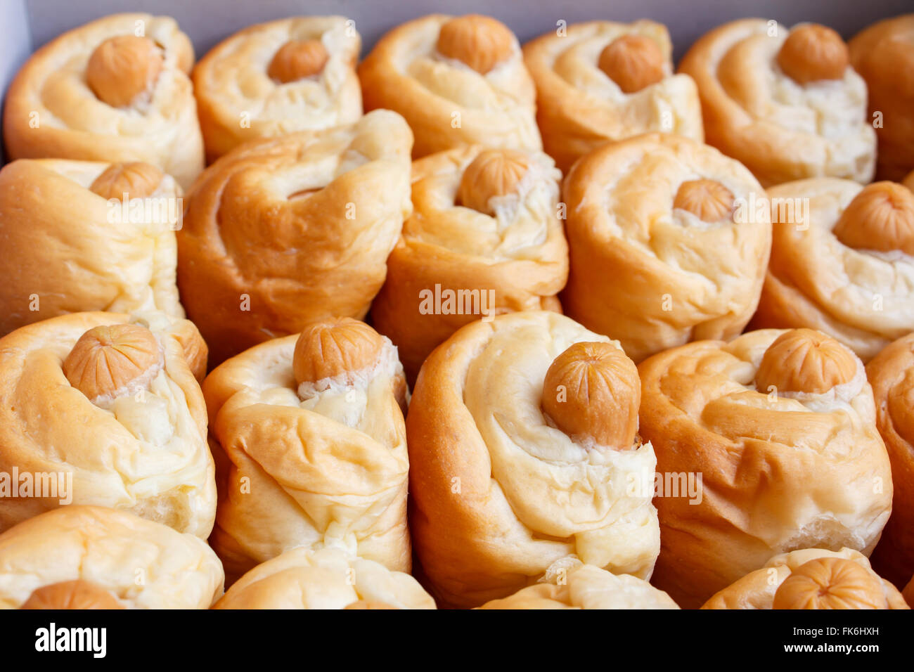 soft bread with sausage, bread thai style Stock Photo - Alamy