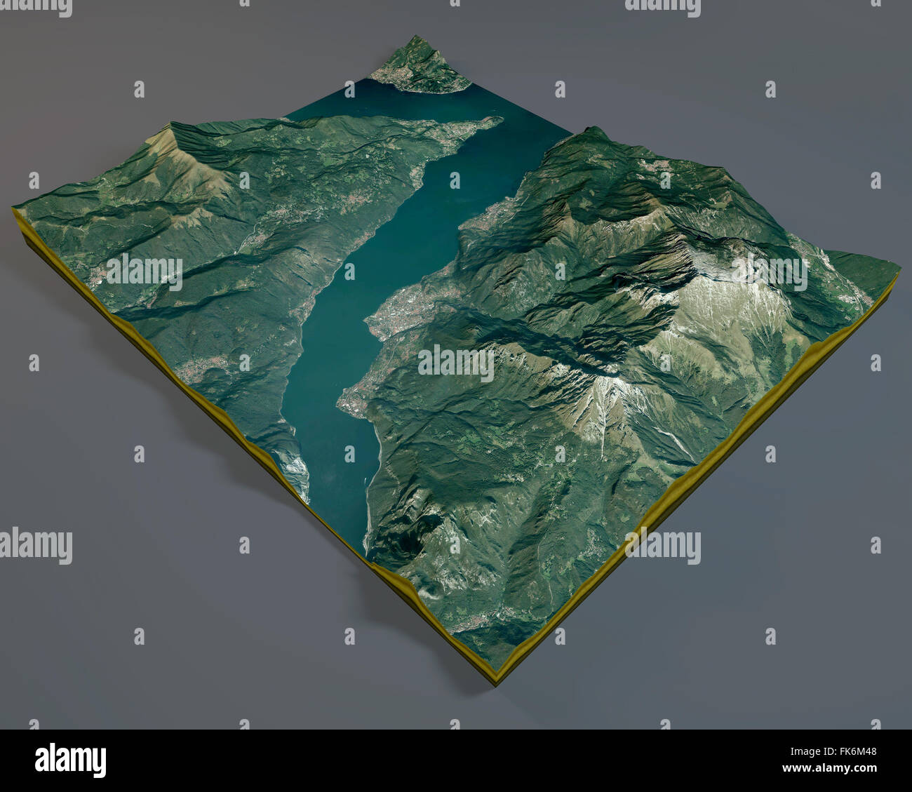 Grigna monte, satellite view, Lecco lake, aerial view, Alps, Italy ...