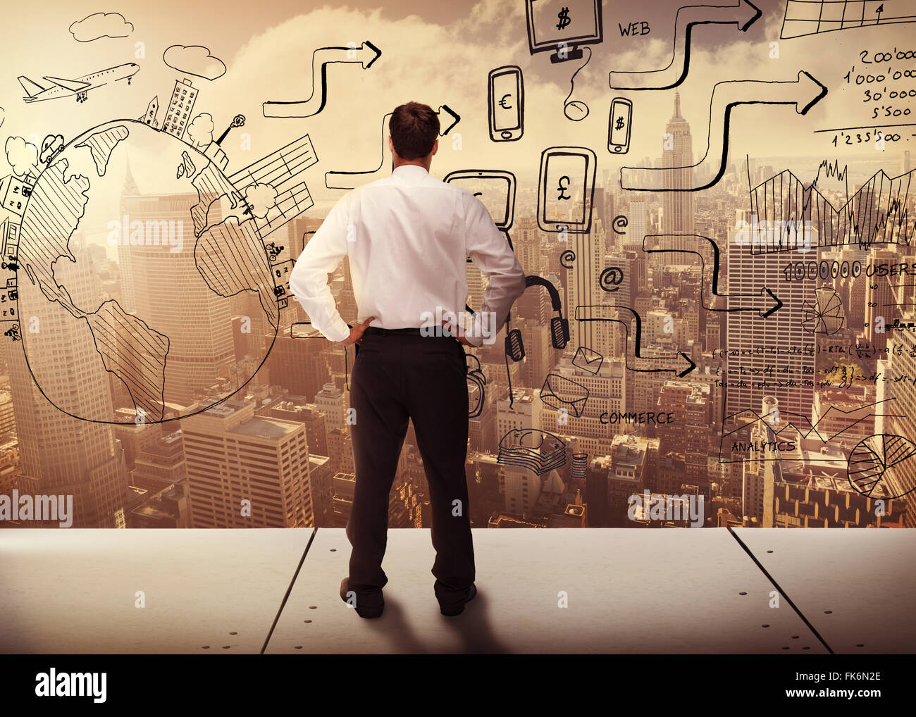 Composite image of rear view of classy young businessman posing Stock ...