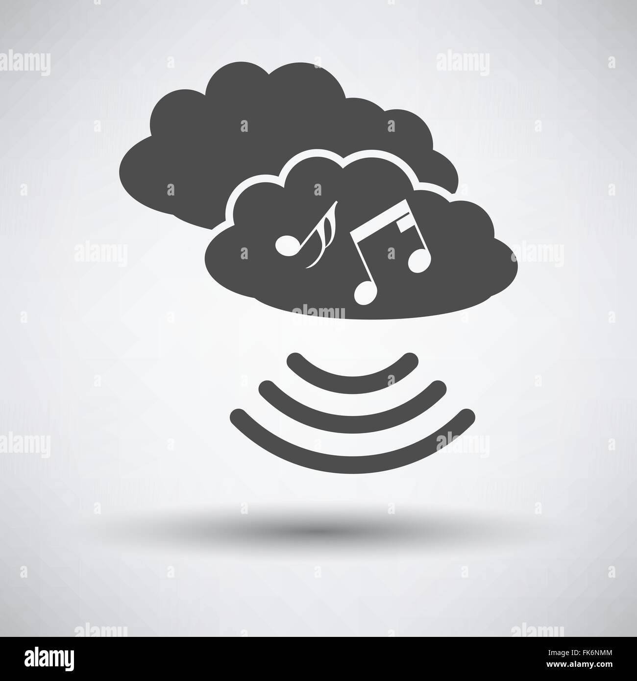 Music cloud icon on gray background with round shadow. Vector ...