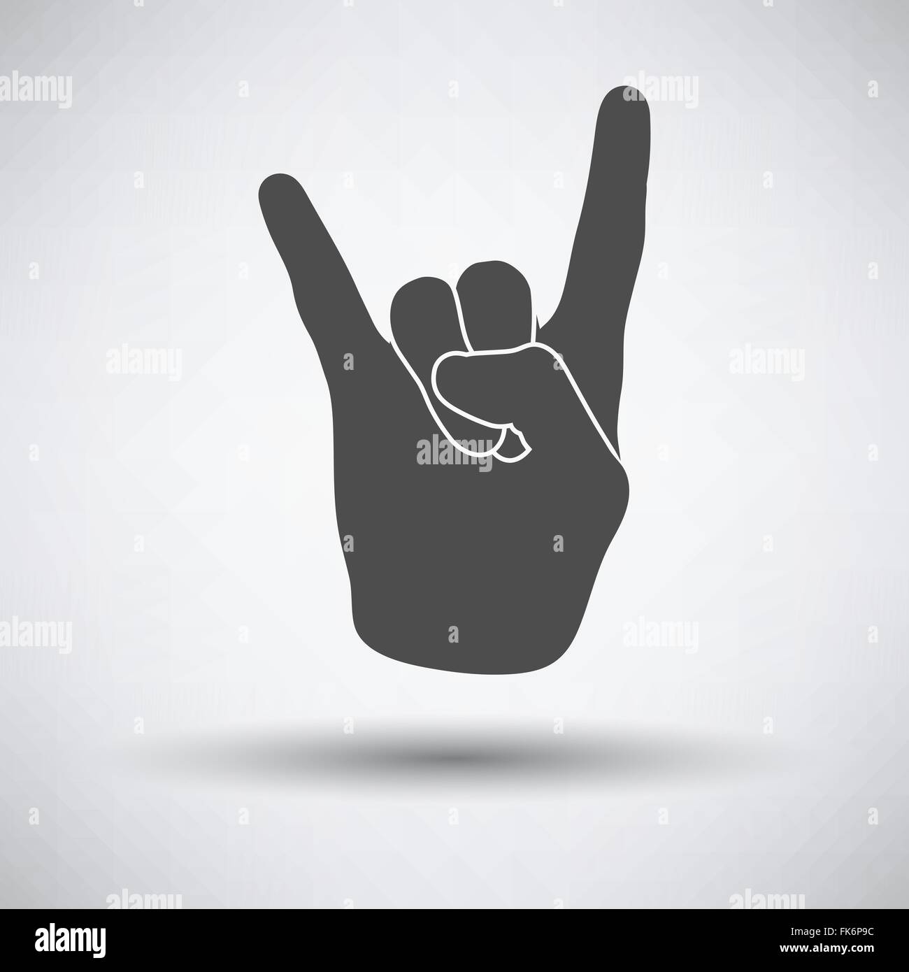 Rock hand icon on gray background with round shadow. Vector ...