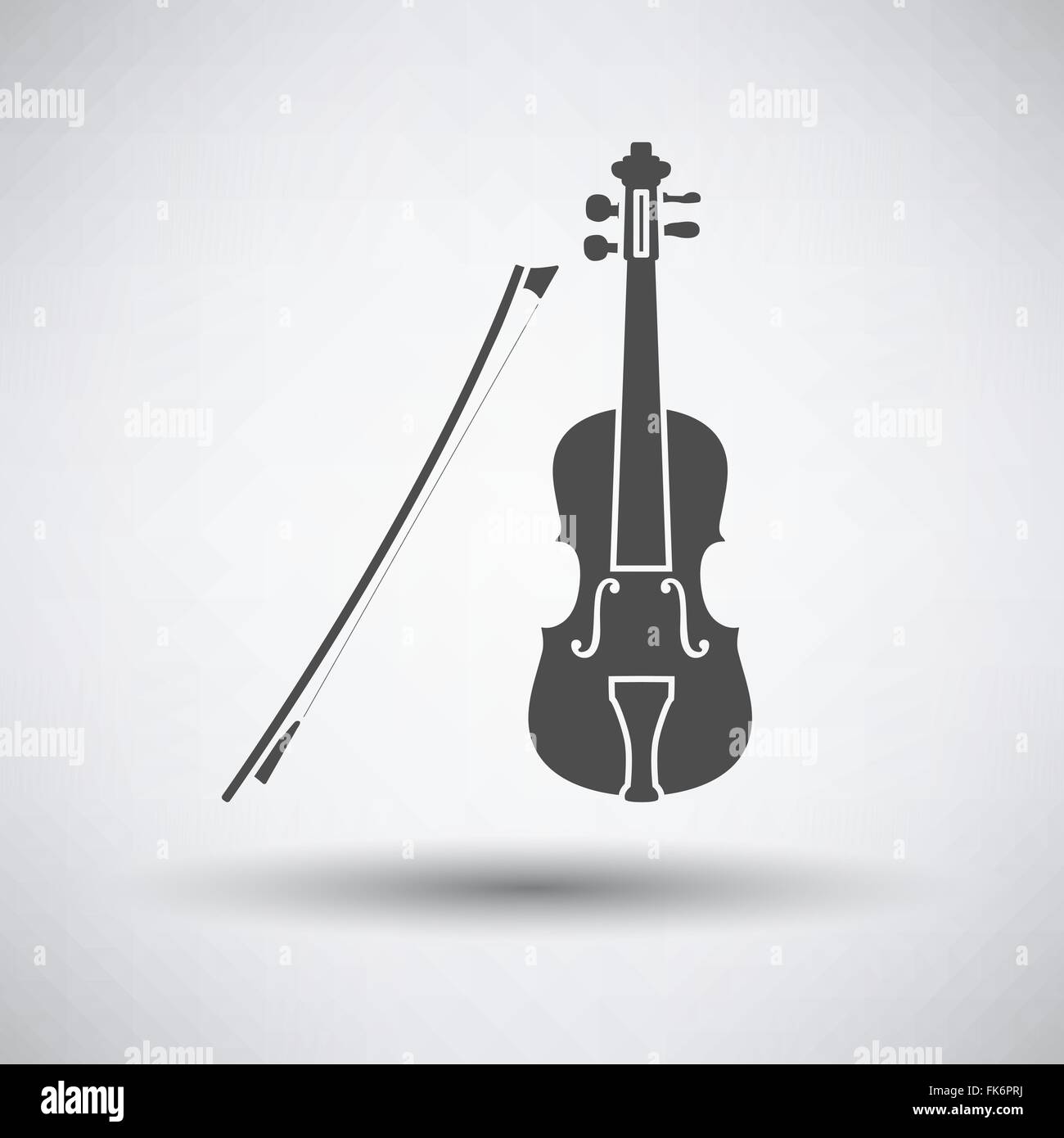 Violin icon on gray background with round shadow. Vector illustration ...