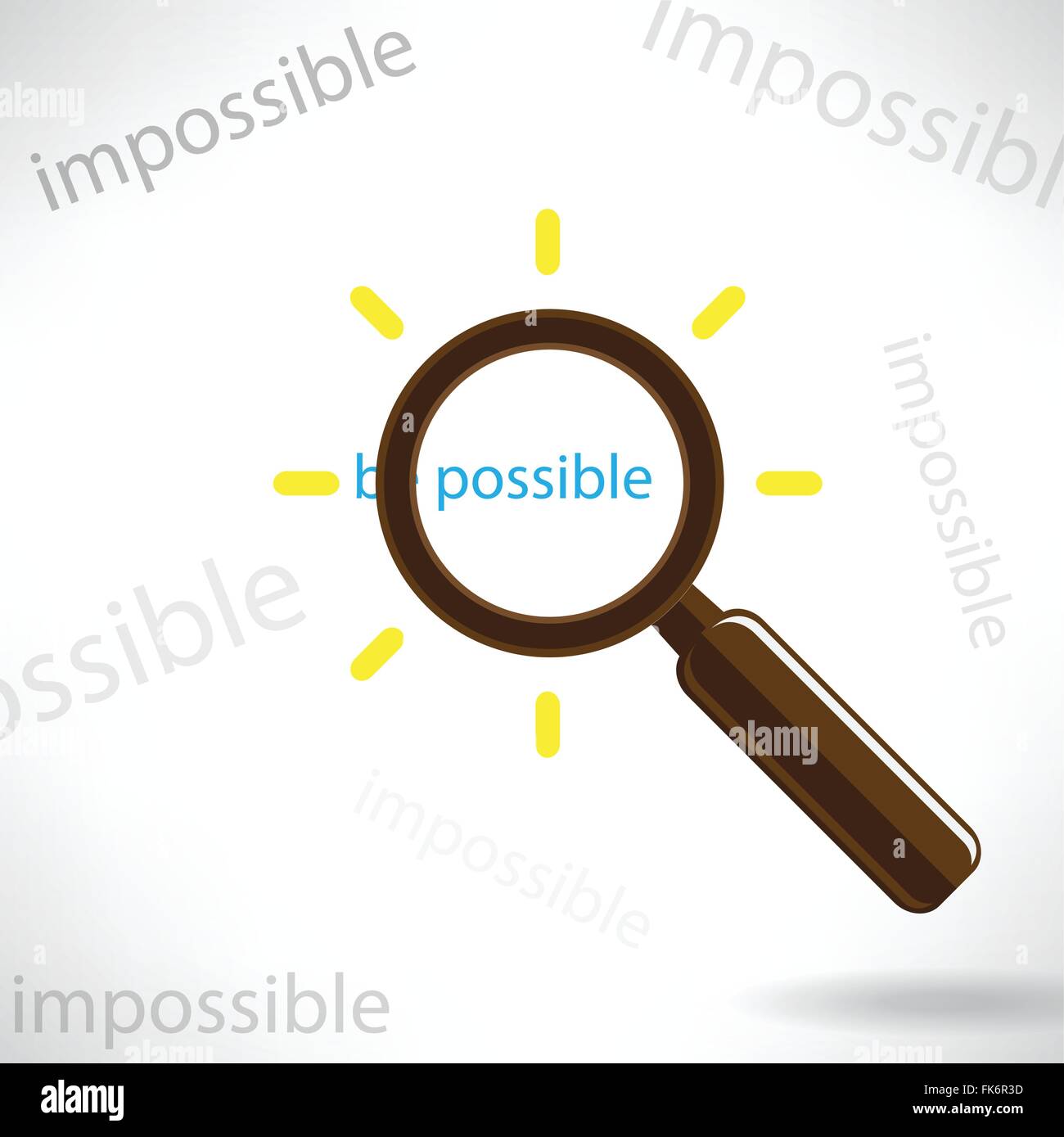 A magnifying glass finds the word " Be possible" among many instances ...