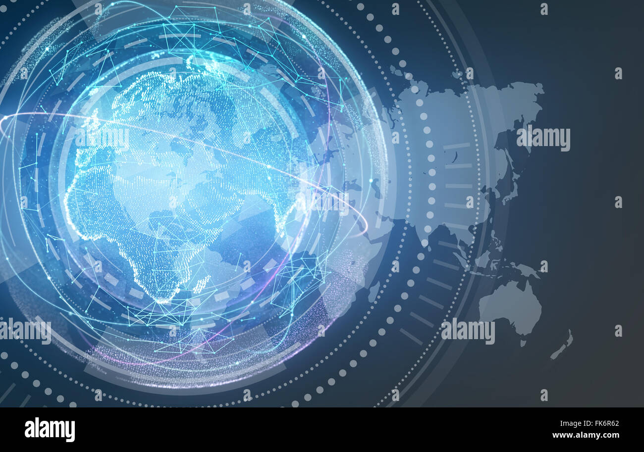 Digital design of a global network world map Stock Photo - Alamy