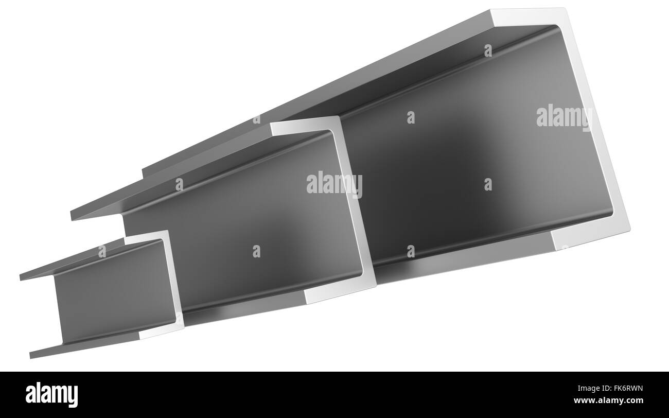 stainless steel profiles on a white background Stock Photo - Alamy