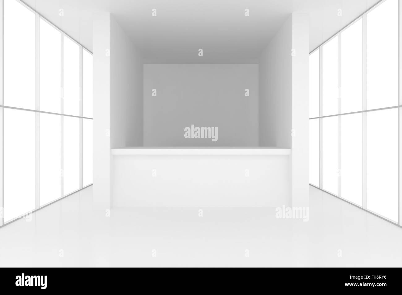 reception desk in white room with windows. 3d render Stock Photo - Alamy