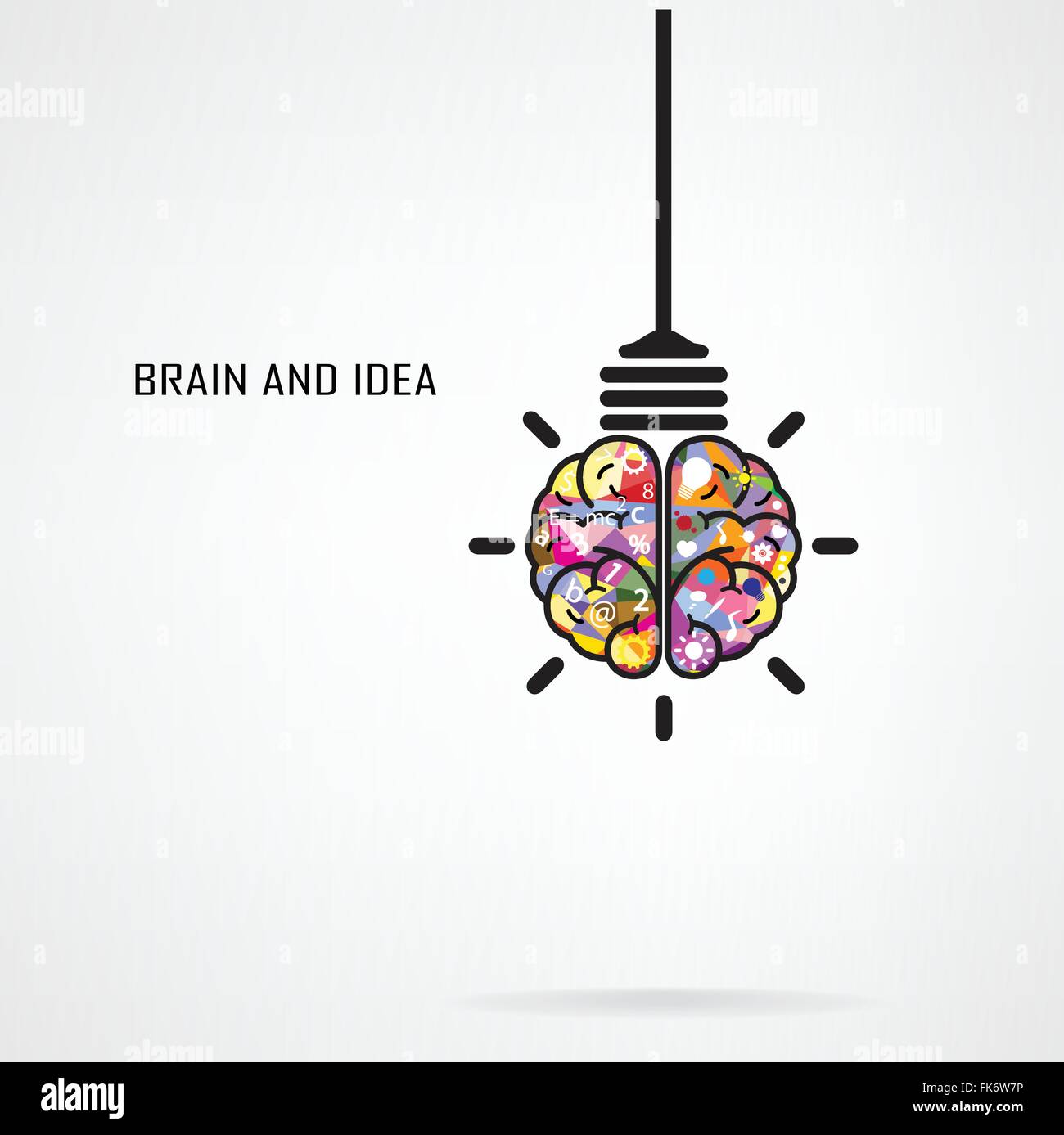 Creative brain Idea and light bulb concept, design for poster flyer ...