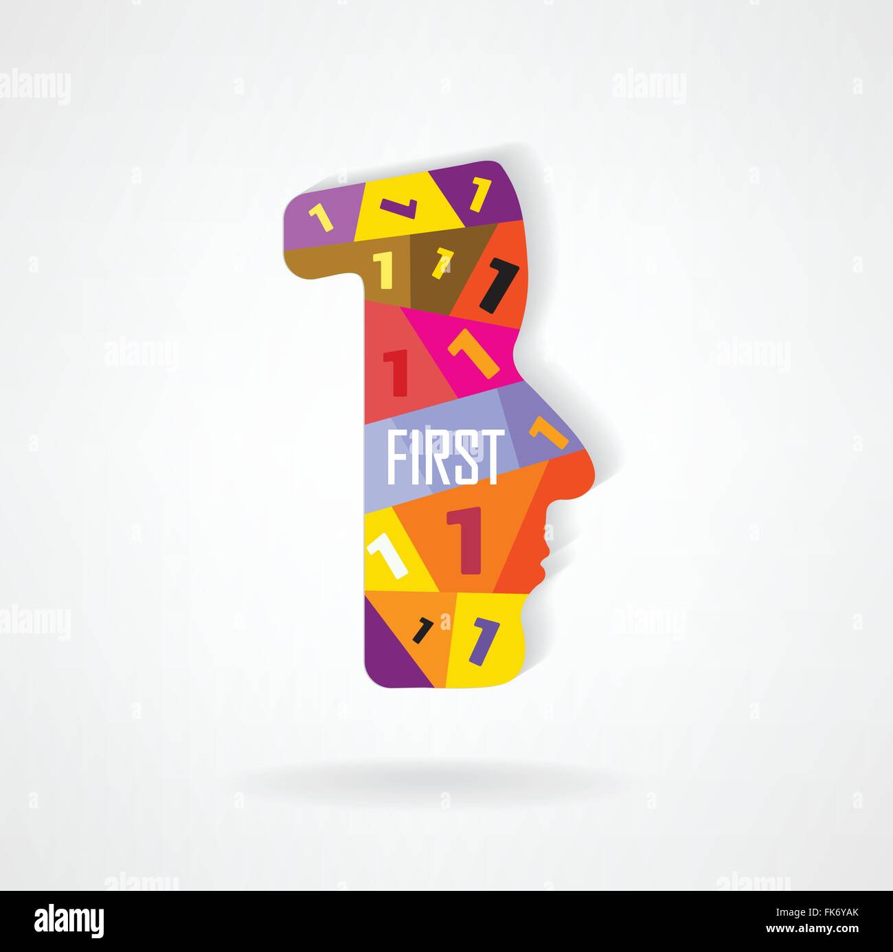 number one silhouette head symbol,first sign.vector illustration Stock ...