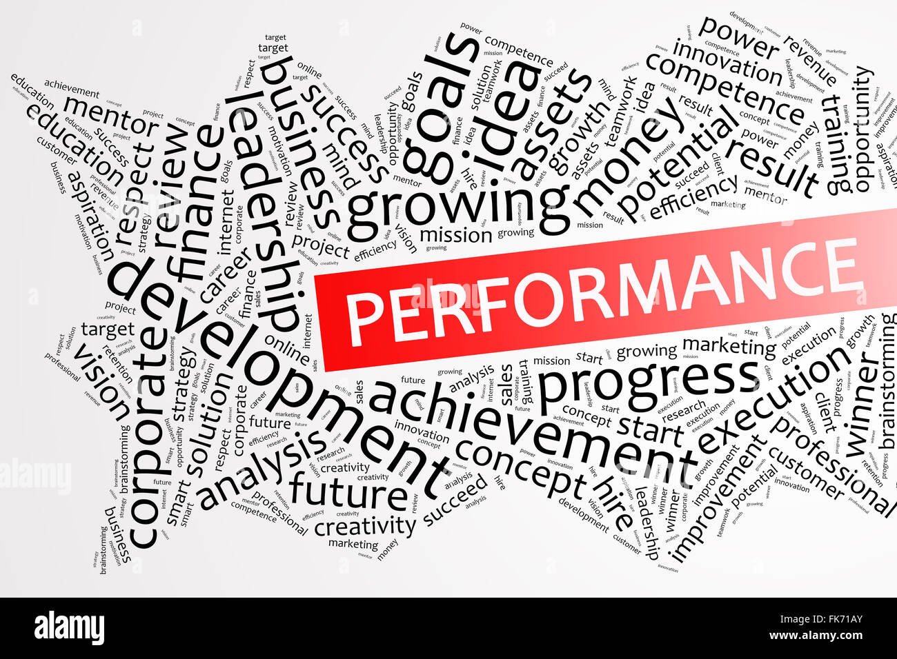 Performance word on word cloud business concept Stock Photo - Alamy
