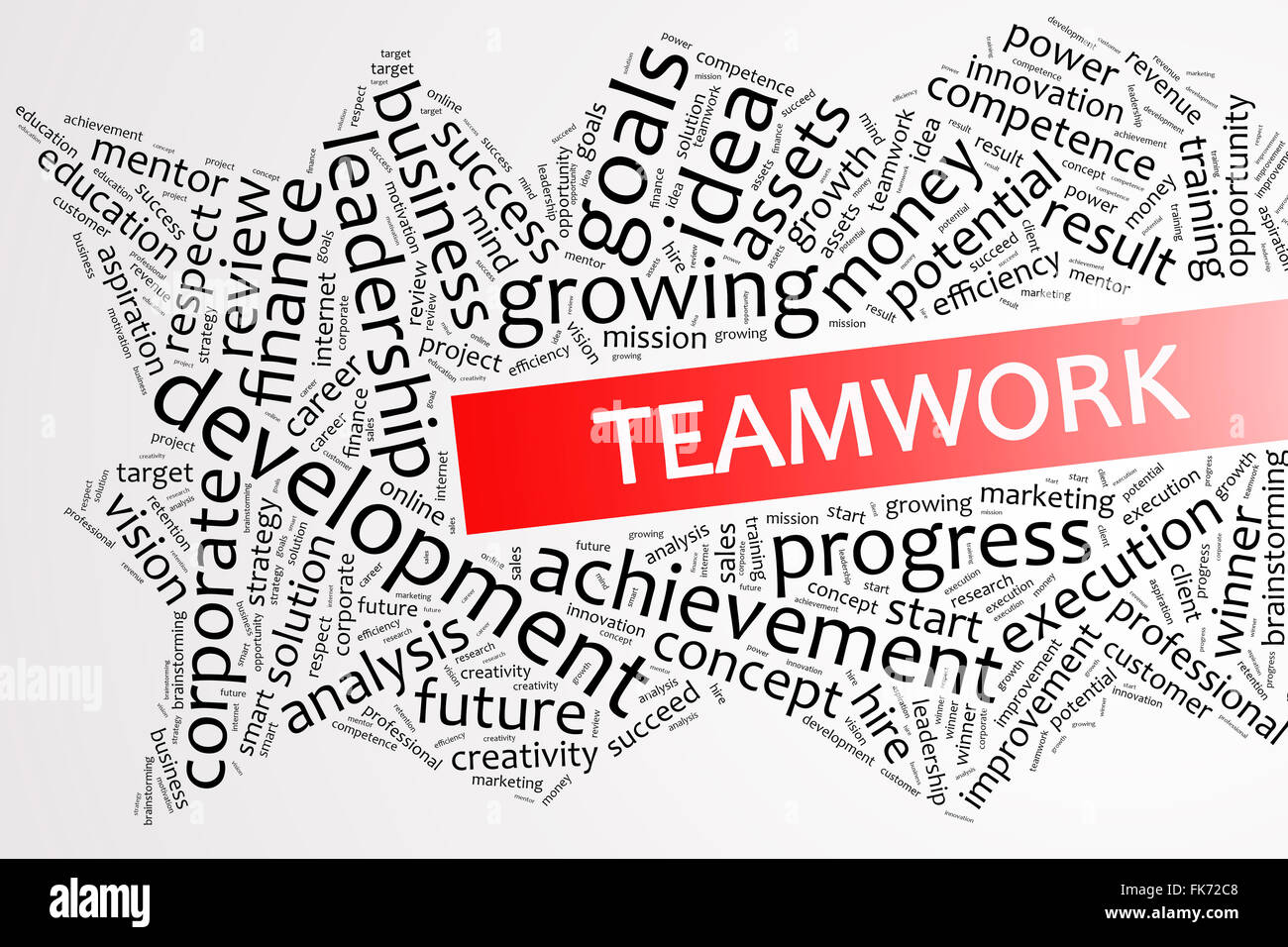 Teamwork word on word cloud business concept Stock Photo - Alamy