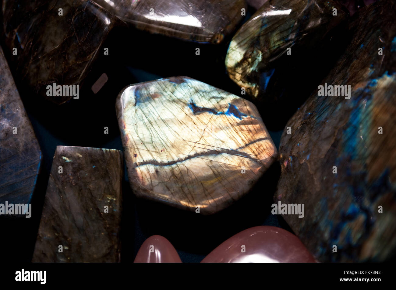 Iridescent mineral stones showcase on sale at Warsaw Mineral Expo 2016 ...