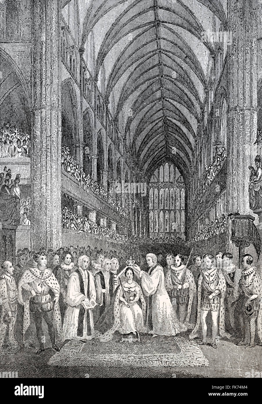 The coronation of Queen Victoria, 1838, ceremony at Westminster Abbey ...
