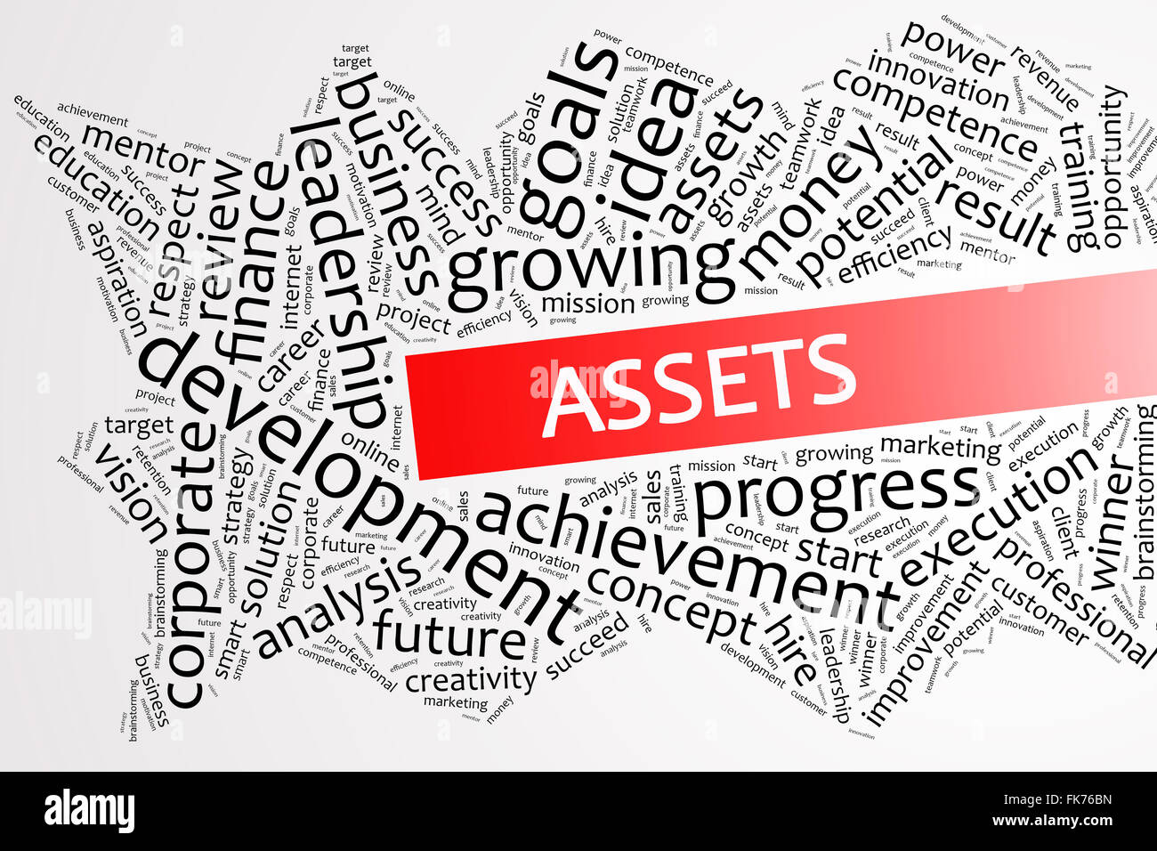 Assets word on word cloud business concept Stock Photo - Alamy