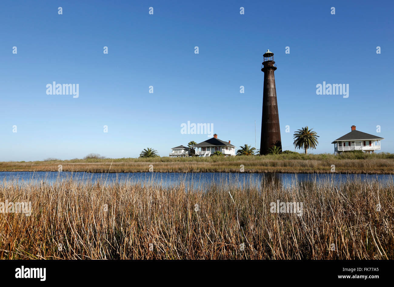 Point Bolivar Lighthouse on the Texas Gulf coast Stock Photo - Alamy