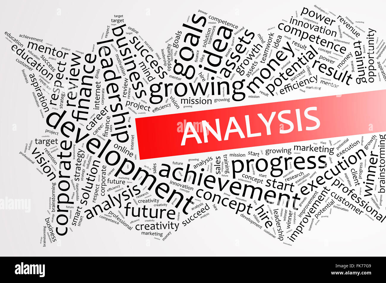 Analysis word on word cloud business concept Stock Photo - Alamy