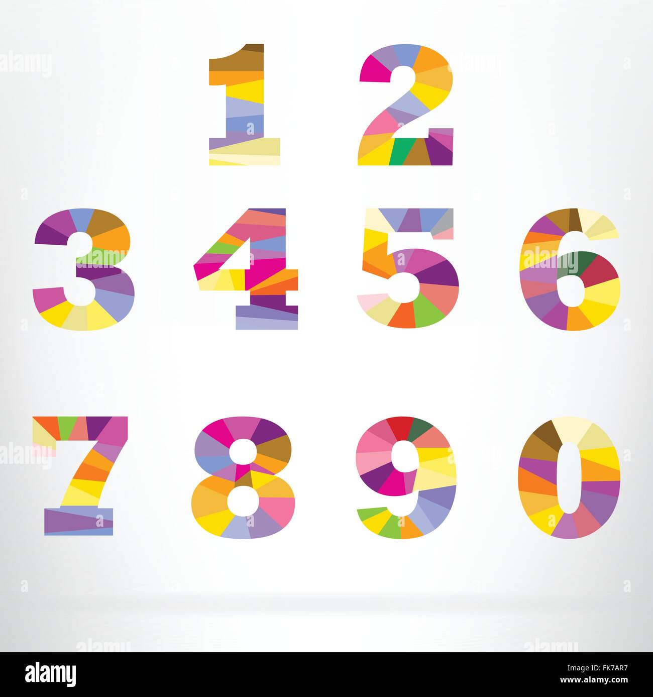 Polygon number alphabet colorful font style. Vector illustration Stock ...