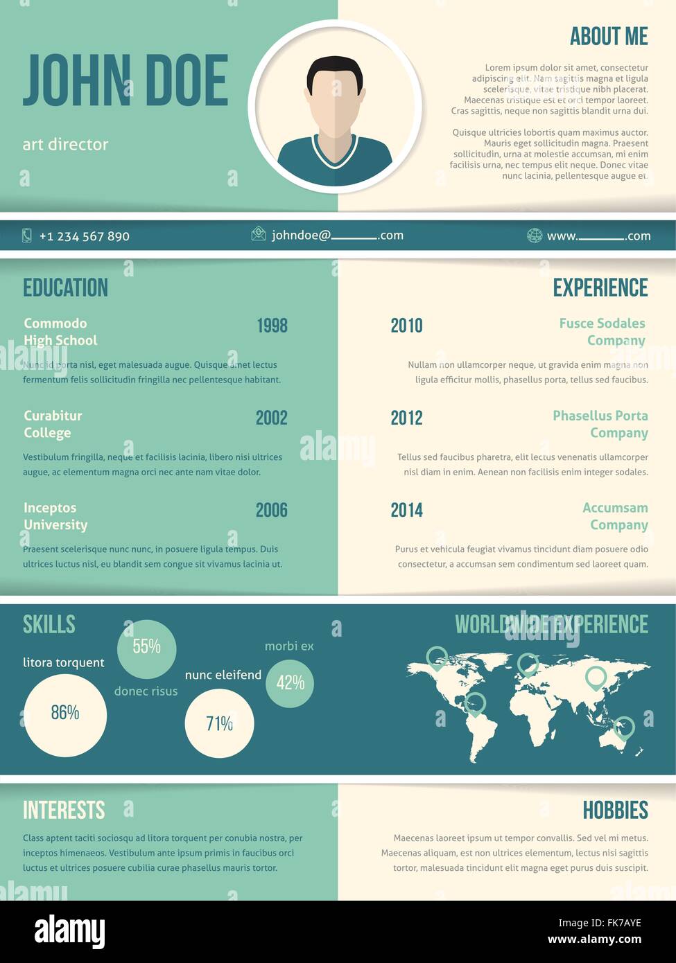 Modern resume cv curriculum vitae template with color elements Stock ...