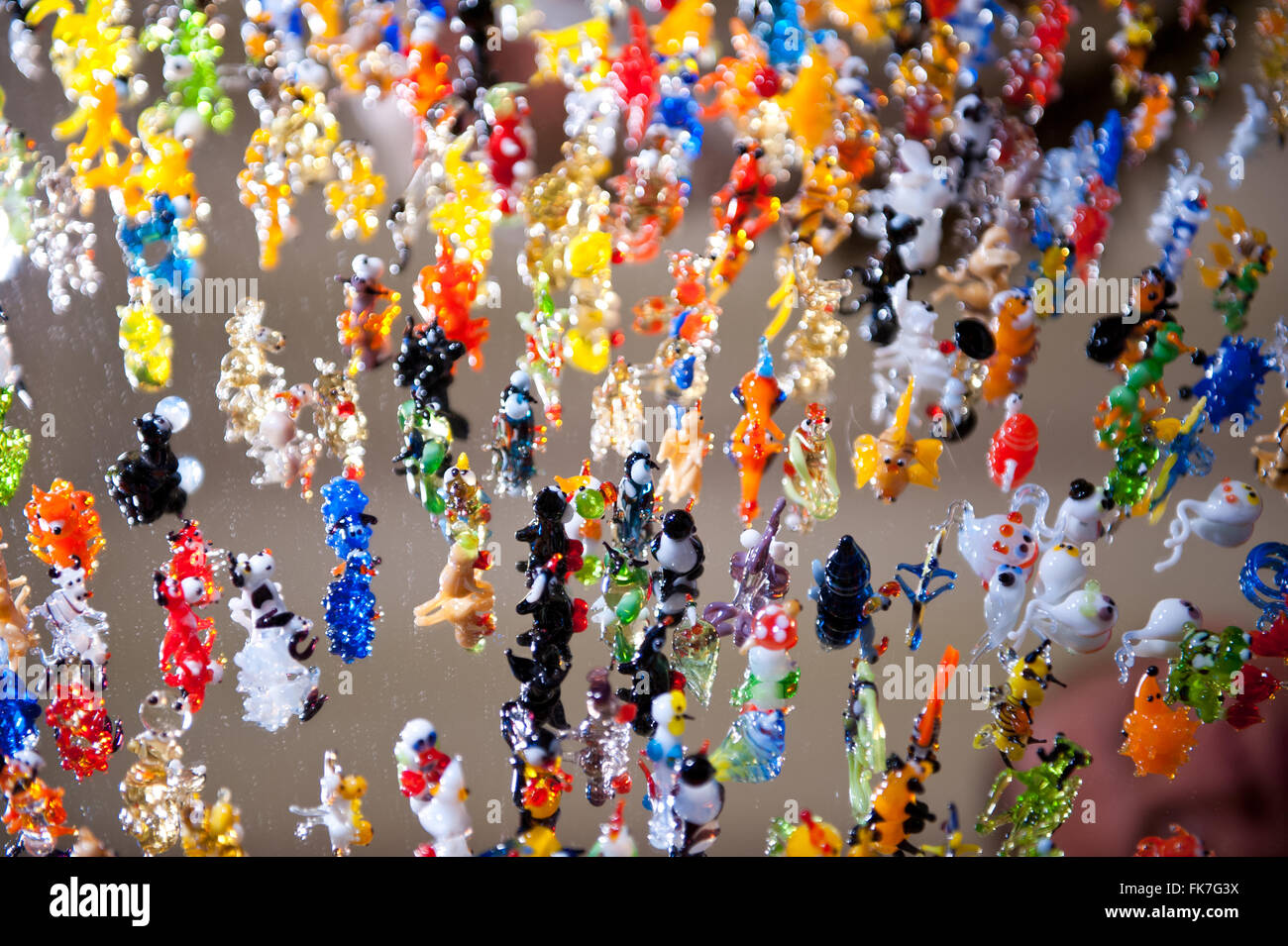 Glass glint animals figurines assortment at the Warsaw Mineral Expo ...