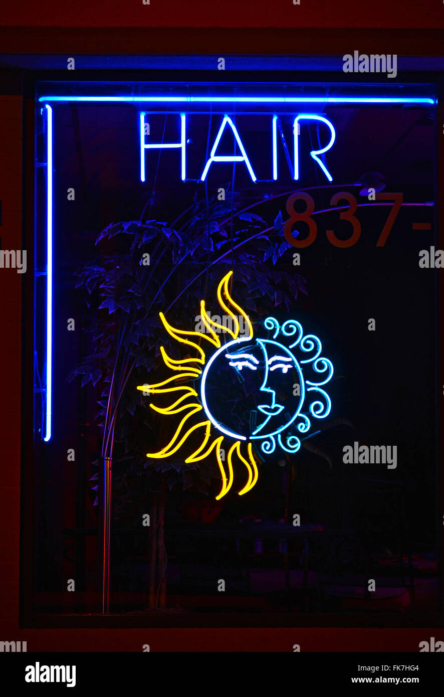 Neon hair sign hi-res stock photography and images - Alamy