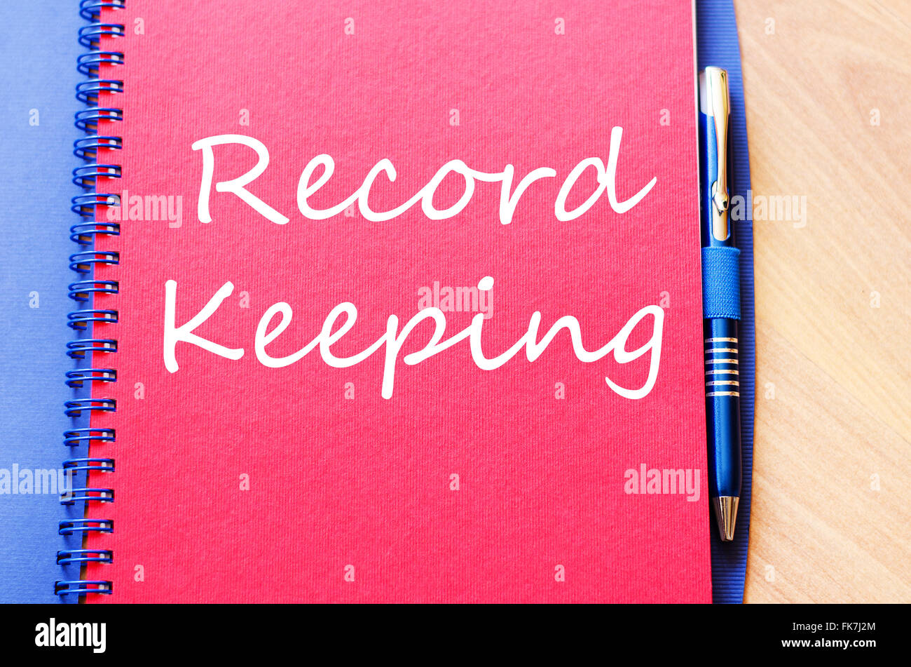 Record keeping text concept write on notebook with pen Stock Photo - Alamy