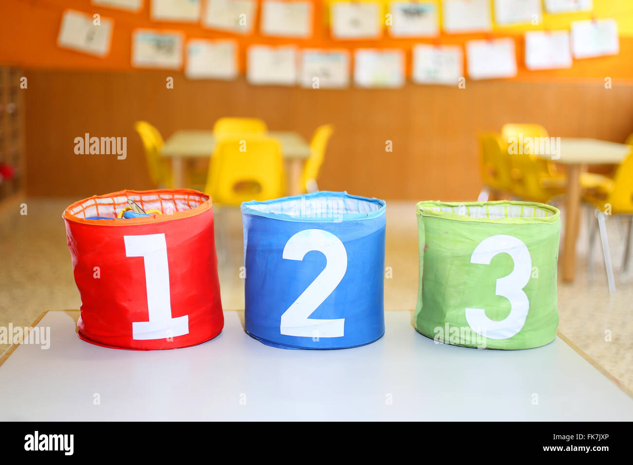 containers for toys with numbers one two three in a class of ...