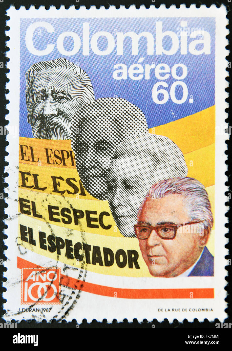COLOMBIA - CIRCA 1987: A stamp printed in Colombia commemorating the ...