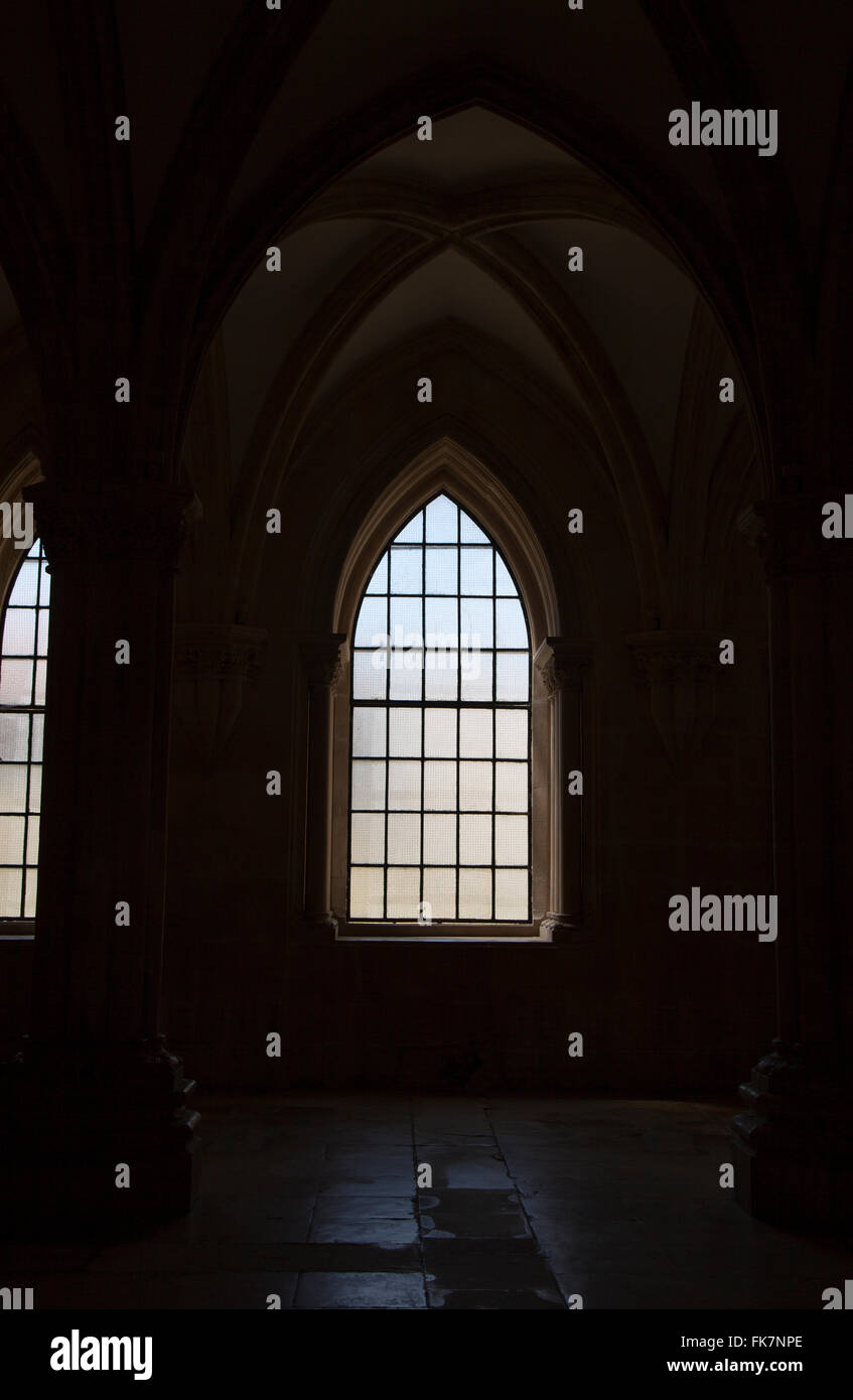 Interior of the Alcobaca Monastery. This monastery was the first Gothic ...