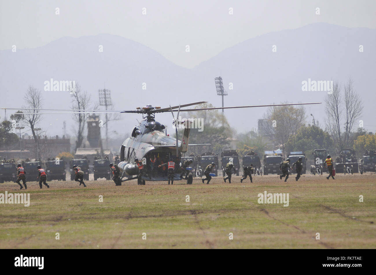 Nepalese Army personels helicopter crew demonstrate to save lives ...